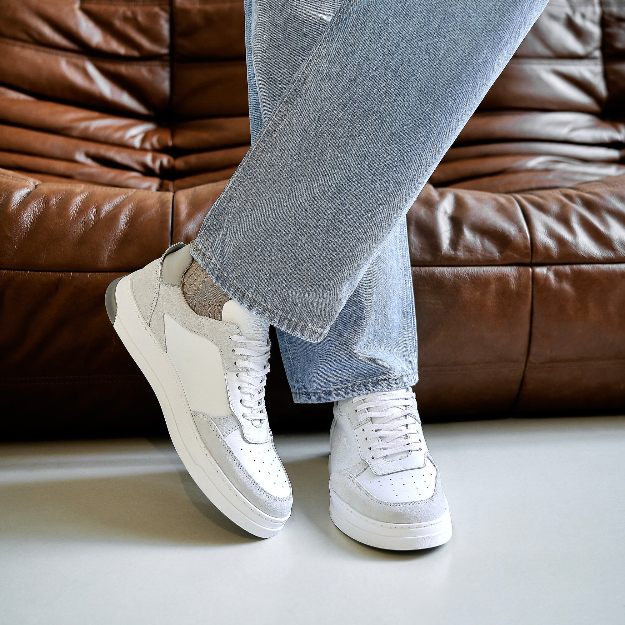 Basket/Sneakers homme | Dorone Velours Blanc Rudy's Paris